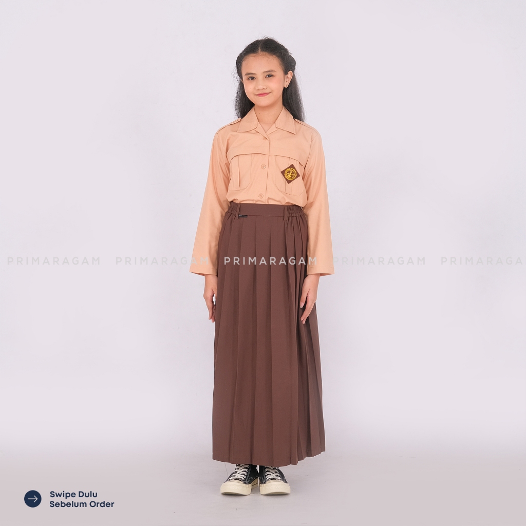 Jual Primaragam Rok Pramuka Sd Panjang Rempel Perempuan Lipit Atas ...