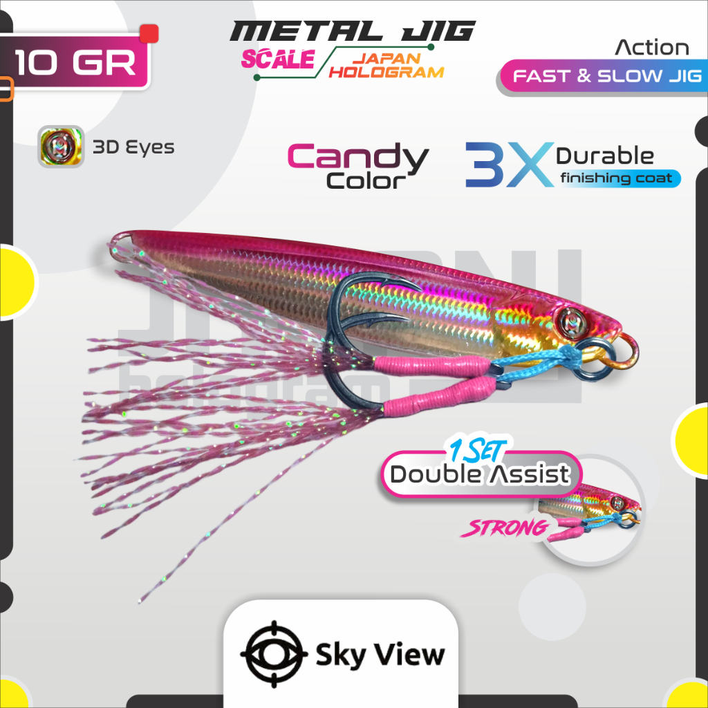 Jual Micro Jig 10 Gram SKYVIU JIGPARA + Double Assist Hook Umpan Ultralight Laut Casting Lure ...