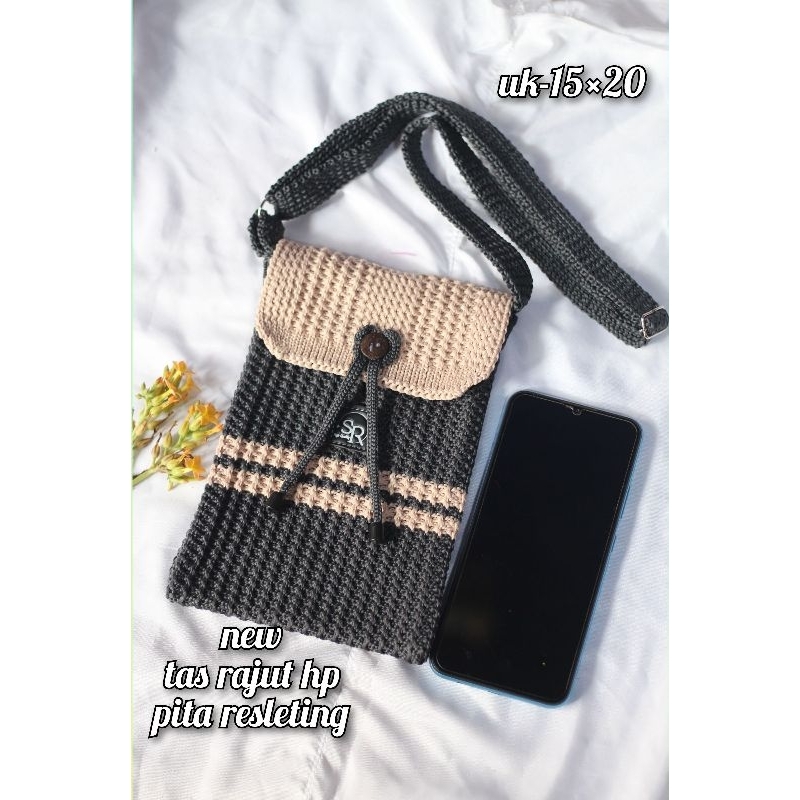 Jual new tas rajut hp model pita /tas rajut resleting / rajut slinbag ...