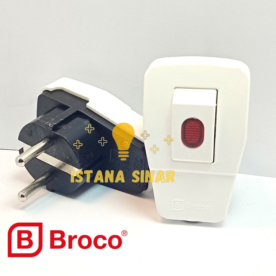 Jual Colokan Broco Steker Saklar + Lampu Putih Steker lampu switch ...