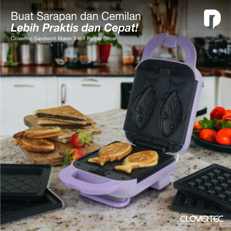 Jual CLOVERTEC Sandwich Maker 3 in 1 | alat mesin pembuat sandwich ...