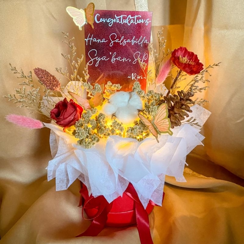 Jual Bloom Box Acrylic Dried Flower/ Bloom Box Akrilik/ Bunga kering ...