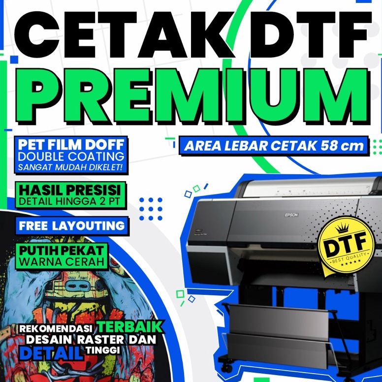Jual HARGA GROSIR PREMIUM DTF Cetak Sablon DTF Meteran Siap Press ...