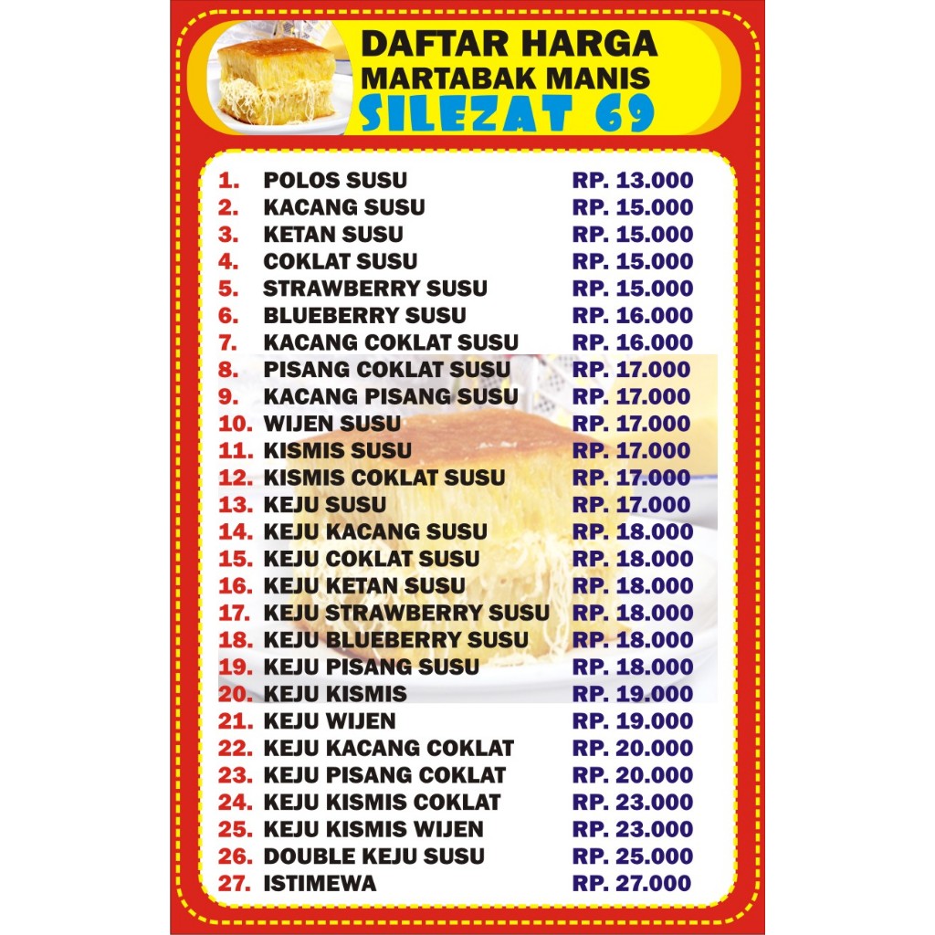 Jual Stiker Daftar Menu Martabak Untuk di Tempel Pada Kaca Gerobak ...