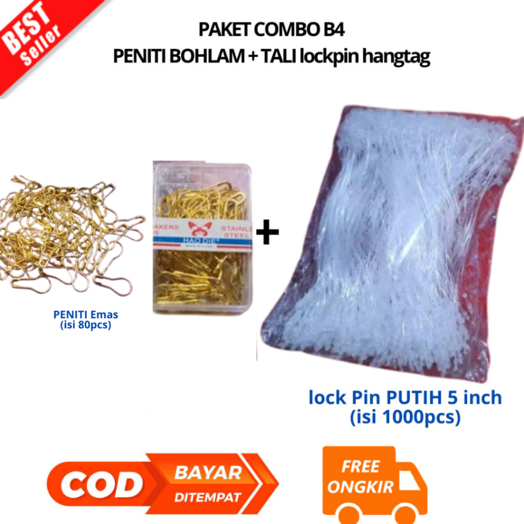 Jual [BAYAR DI TEMPAT] (Paket 01) LOCK PINS 1000 PCS + HANG TAG / 200 ...