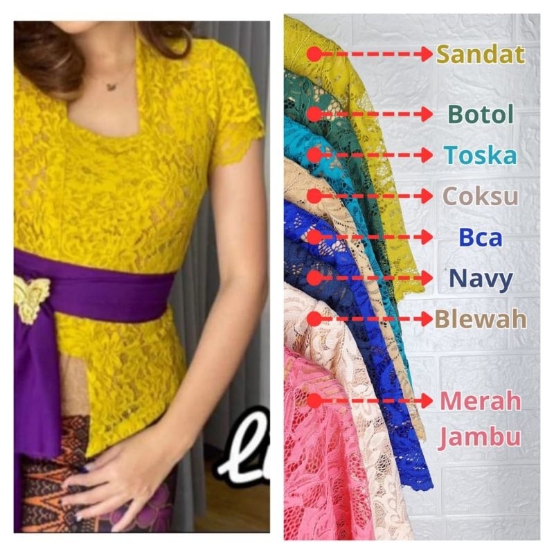 Jual Kebaya Bali Brokat Sofia Strecth Lengan Pendek Model Lilit Terbaru ...