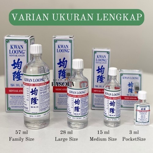 Jual Minyak Angin Kwan Loong Herbal 3ml / 15ml / 28ml / 57ml Medicated Oil Kwanloong Cap Dua ...