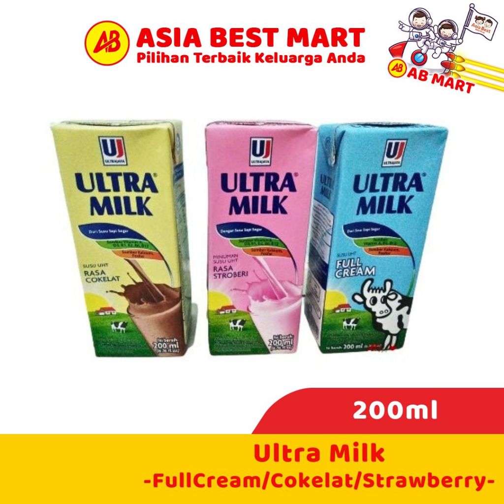 Jual Ultra Milk Strawberry Chocolate Full Cream 200 Ml / Susu Uht Cair ...