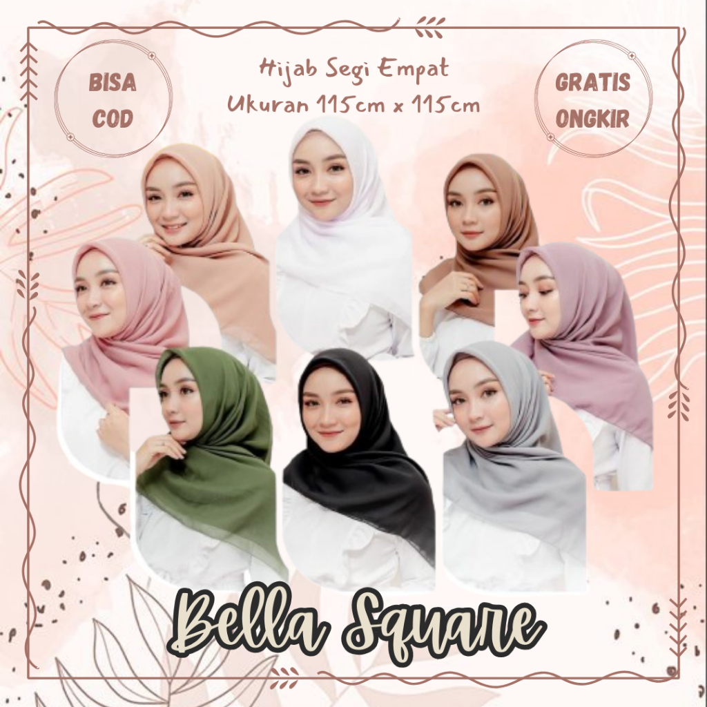 Jual [ COD ] Bella Square 50 Warna Hijab Jilbab Segi Empat | Shopee Indonesia