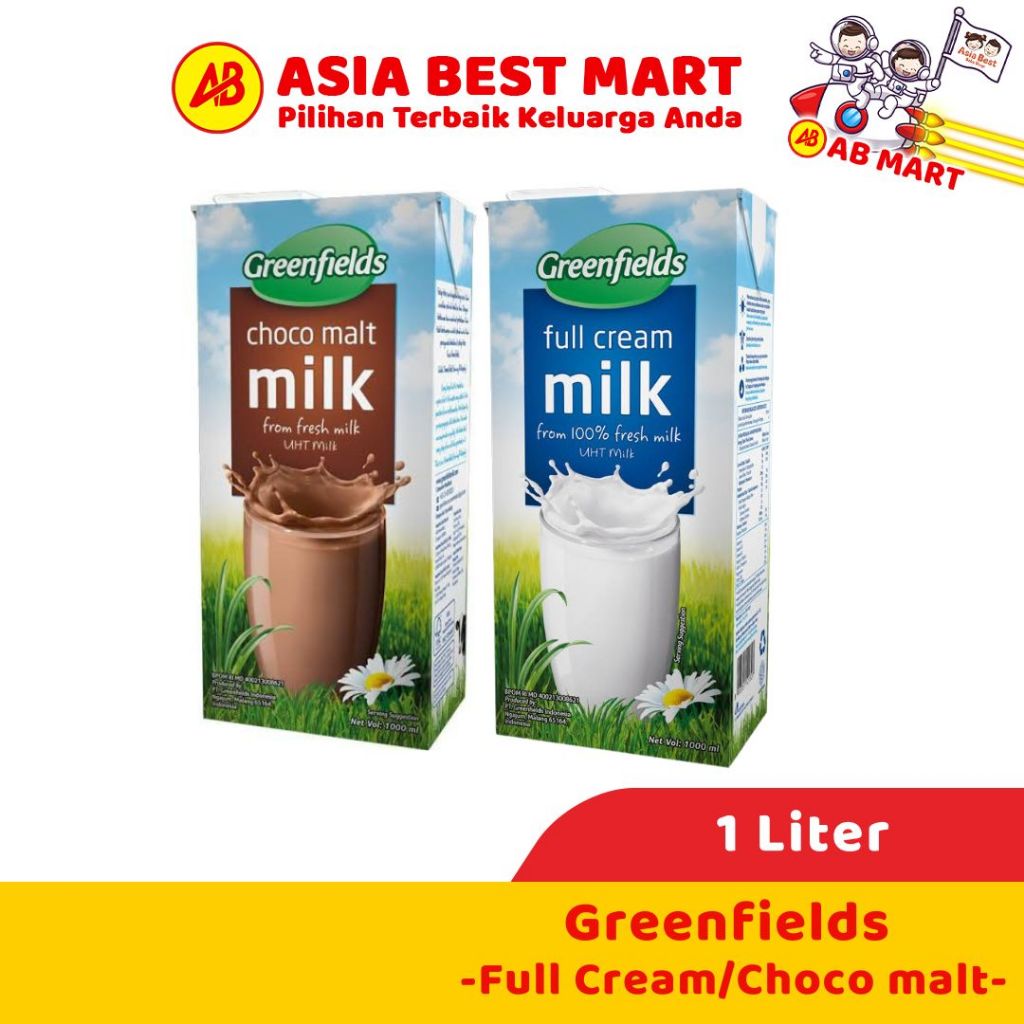 Jual Greenfields 1L 1000 ml Susu Uht Full Cream Chocolate Malt Susu Cair Fresh Milk (Gosend/Grab ...