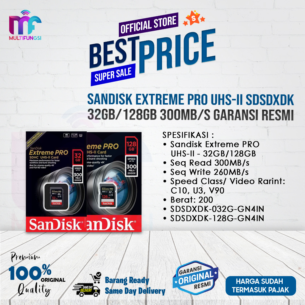 Jual Sandisk Extreme PRO UHS-II SDSDXDK 32GB/64GB/128GB/256GB 300MB/s | Shopee Indonesia