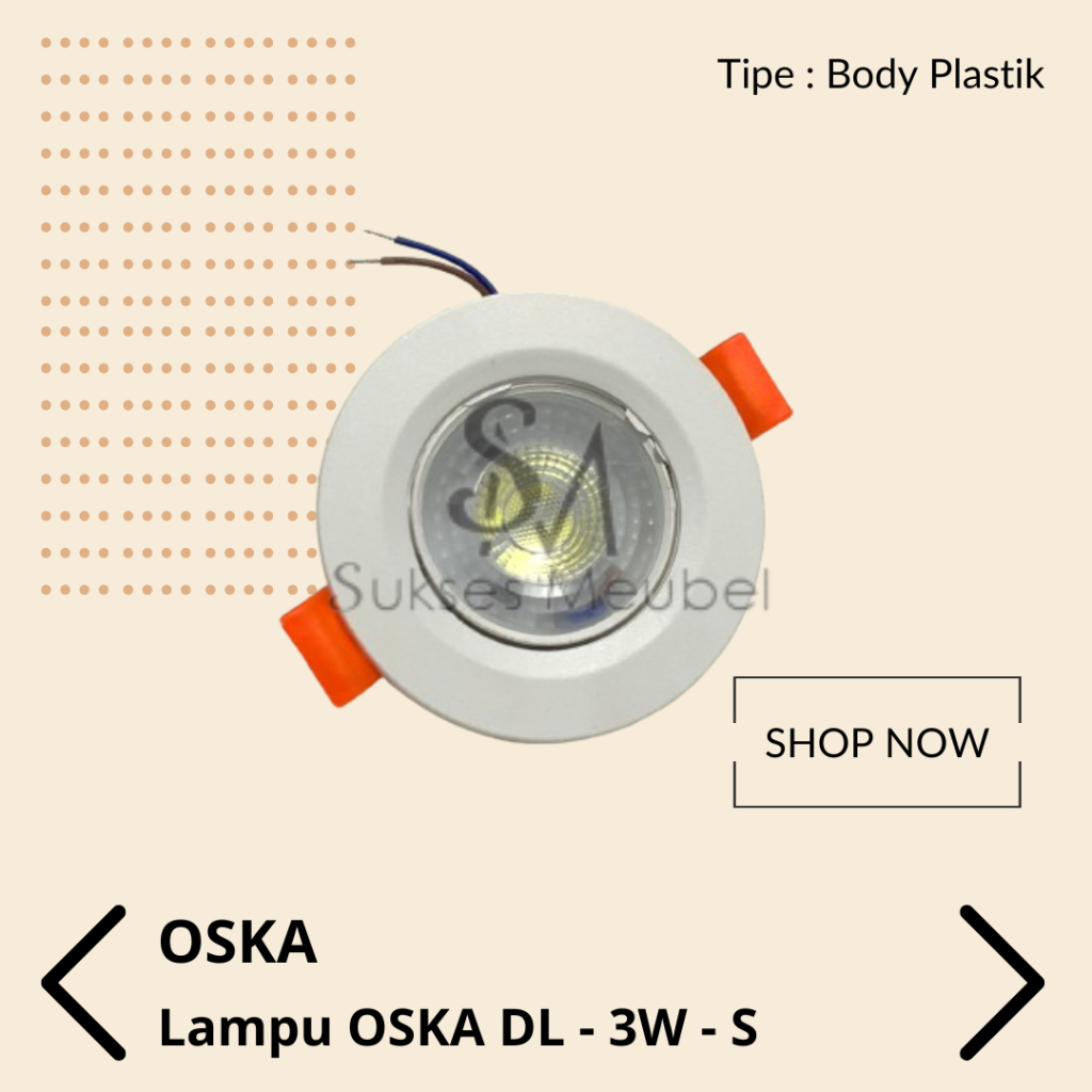 Jual OSKA Ceiling Lamp DL - 3W - S | Body Plastik | Shopee Indonesia