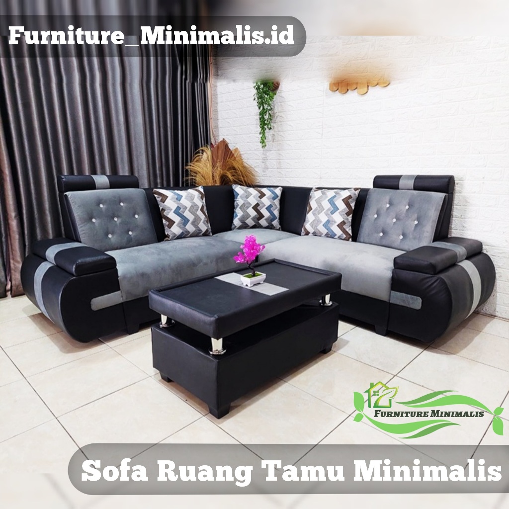 Jual 1 SET SOFA MINIMALIS SOFA SUDUT L SOFA BUSA KURSI TAMU MEWAH ...