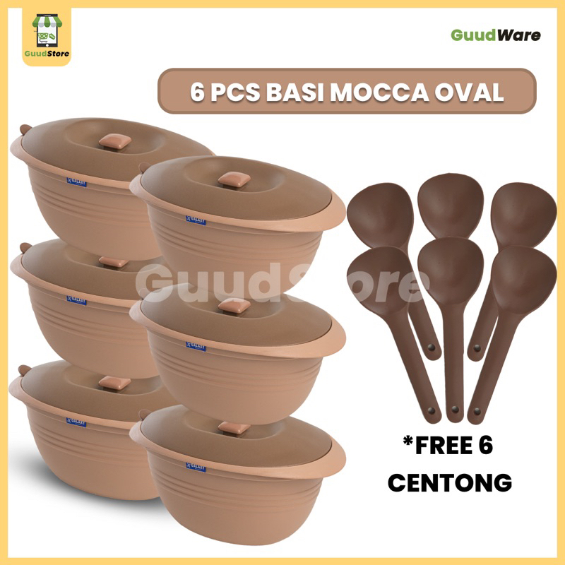 Jual ( 3 -6 Pcs ) Prasmanan set Mocca series Super tebal dengan tutup + Centong / Wadah Saji ...