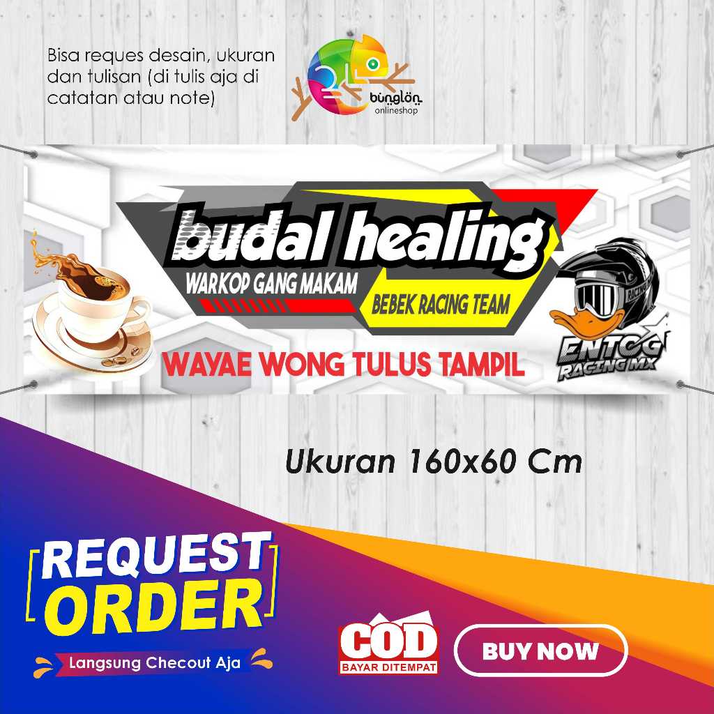 Jual Spanduk Banner 160x60 Warkop Racing Custom Desain | Shopee Indonesia