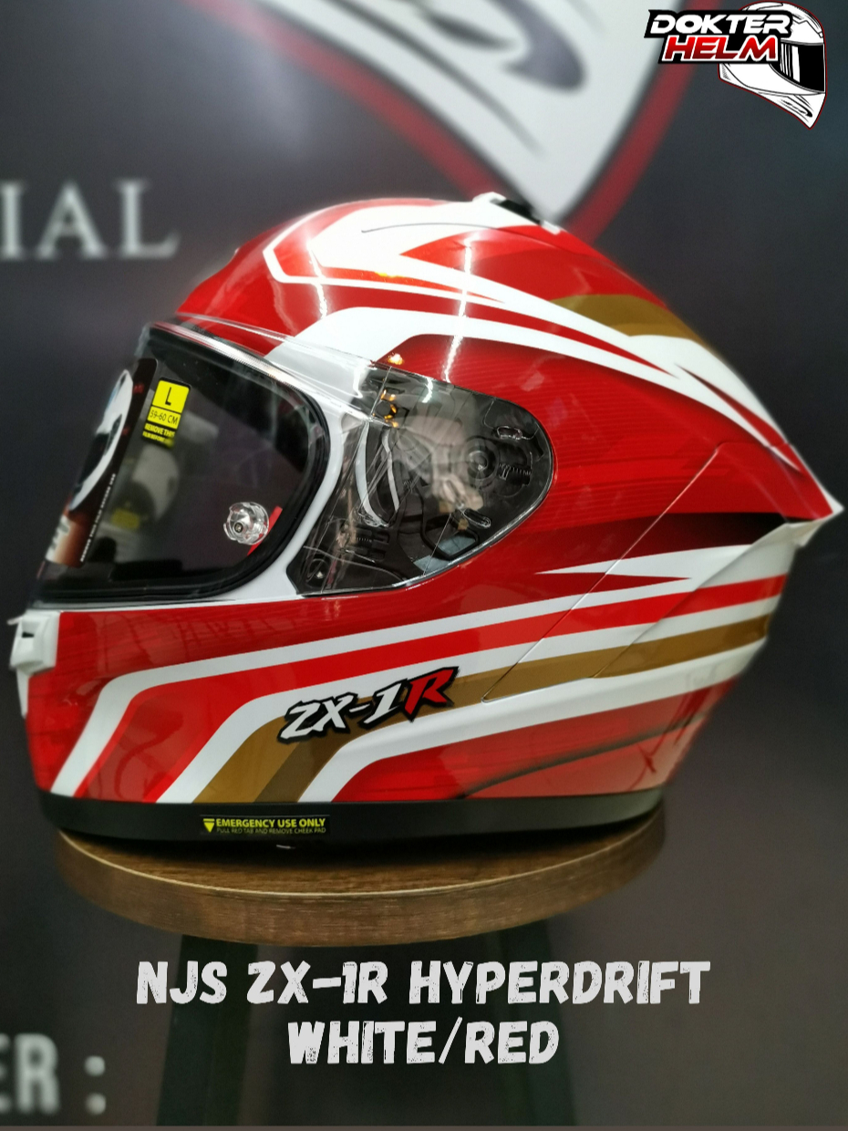 Jual HELM NJS FULLFACE FULL FACE ZX-1R ZX1R MOTIF HYPERDRIFT WHITE/RED ...