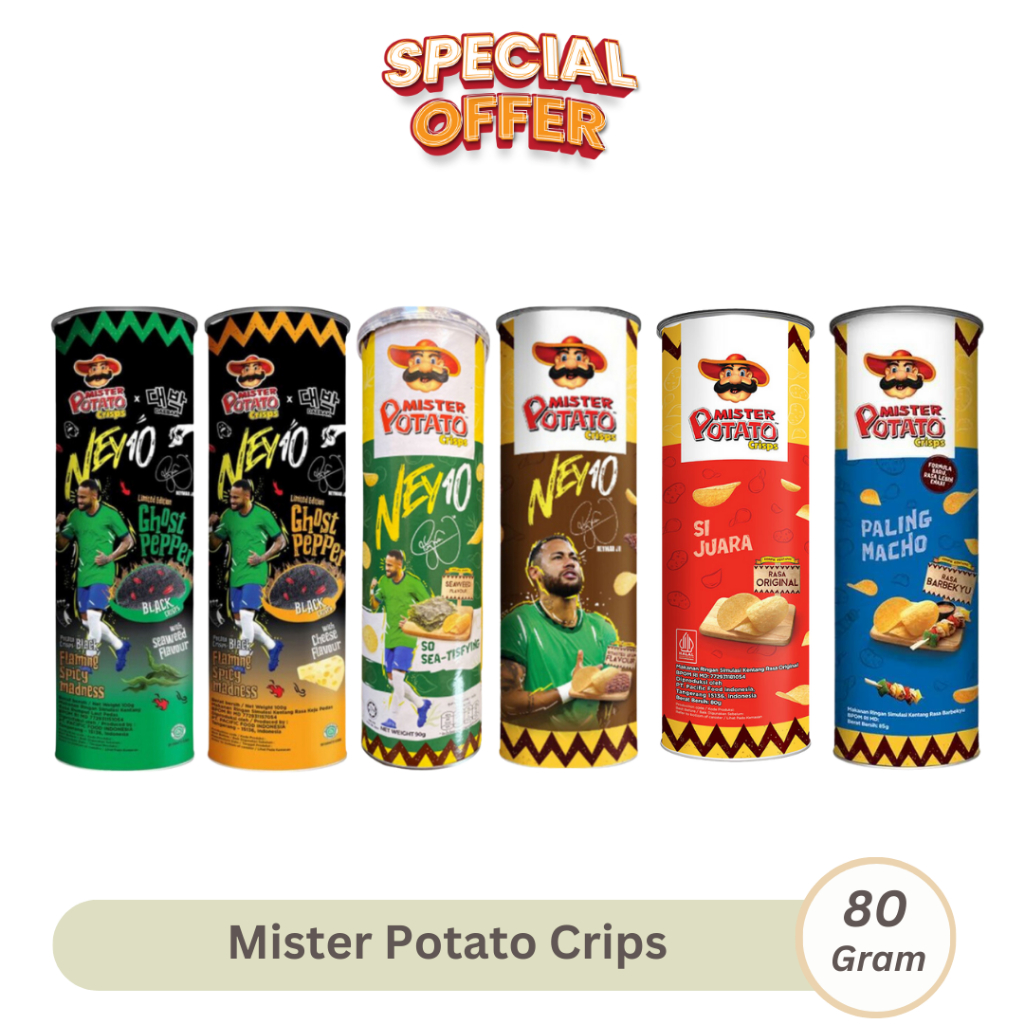 Jual Mister Potato Crisps 106gr Ghost Pepper Seawed Sapi Panggang ...