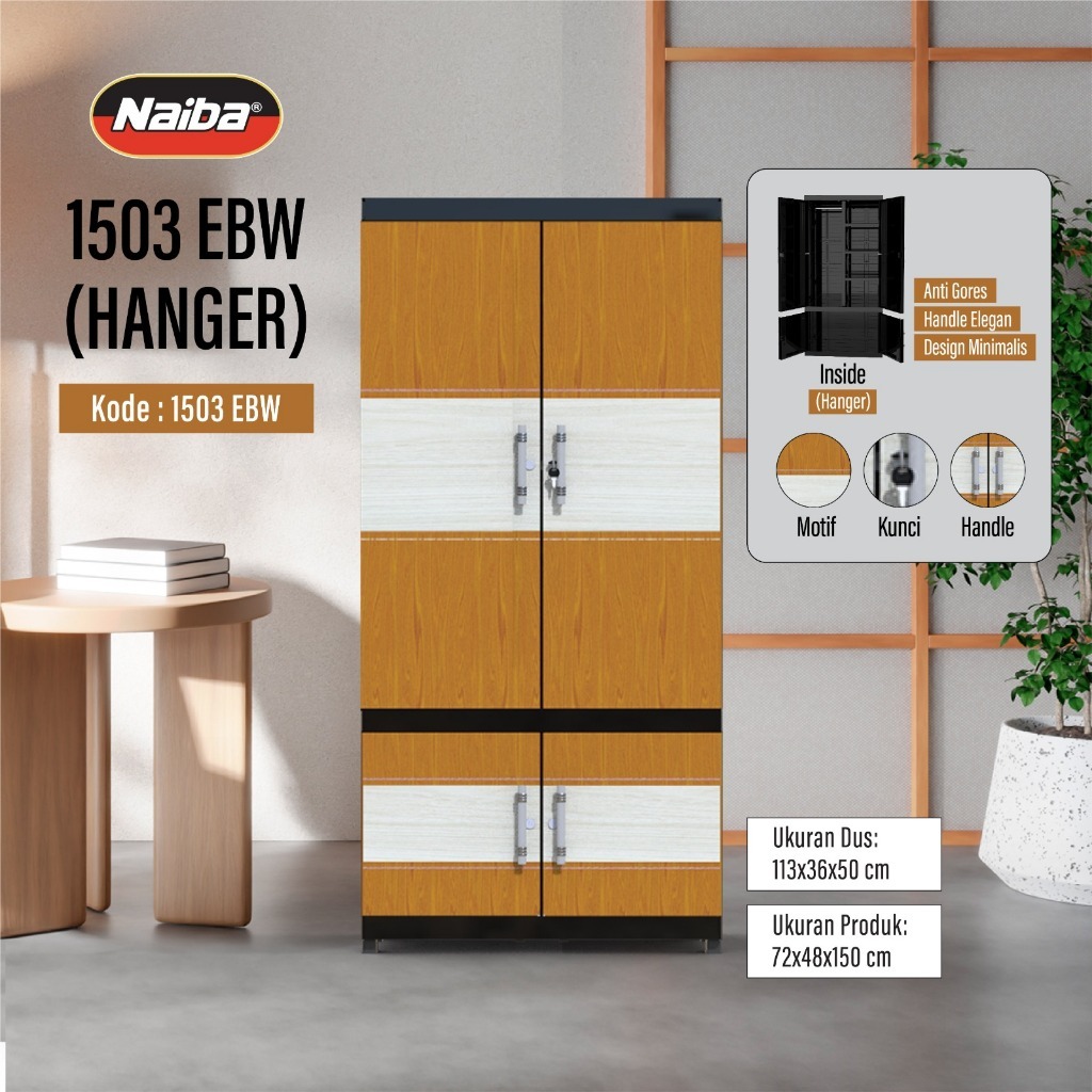 Jual lemari pakaian plastik naiba fit model gantungancermin/non cermin ...