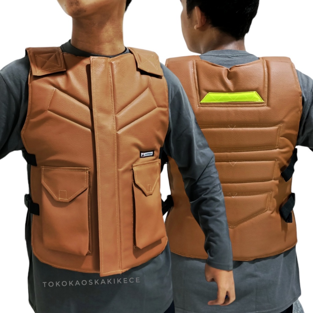 Jual Rompi Anti Angin Motor Pria Bahan Kulit Sintetis Resleting Panjang ...