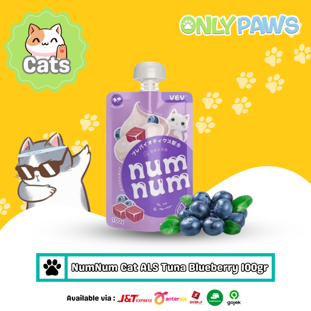 Jual NumNum Cat Food Pouch ALS Tuna & Blueberry - 100 gr | Shopee Indonesia