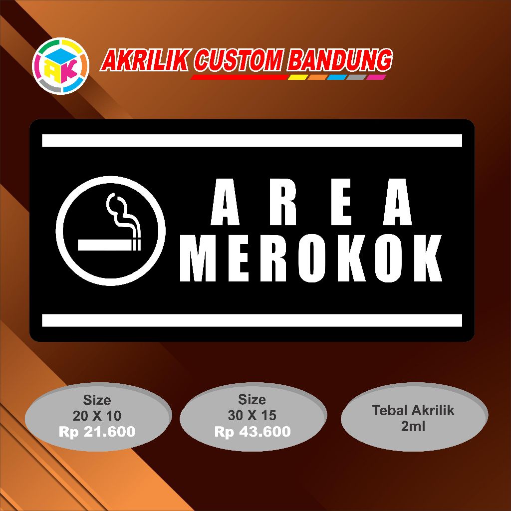 Jual Akrilik Tulisan Area Merokok Tipe 2 Signage | Shopee Indonesia