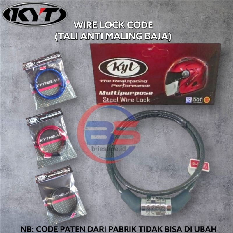 Jual wire lock anti maling tali baja merk kyt pengaman helm | Shopee ...