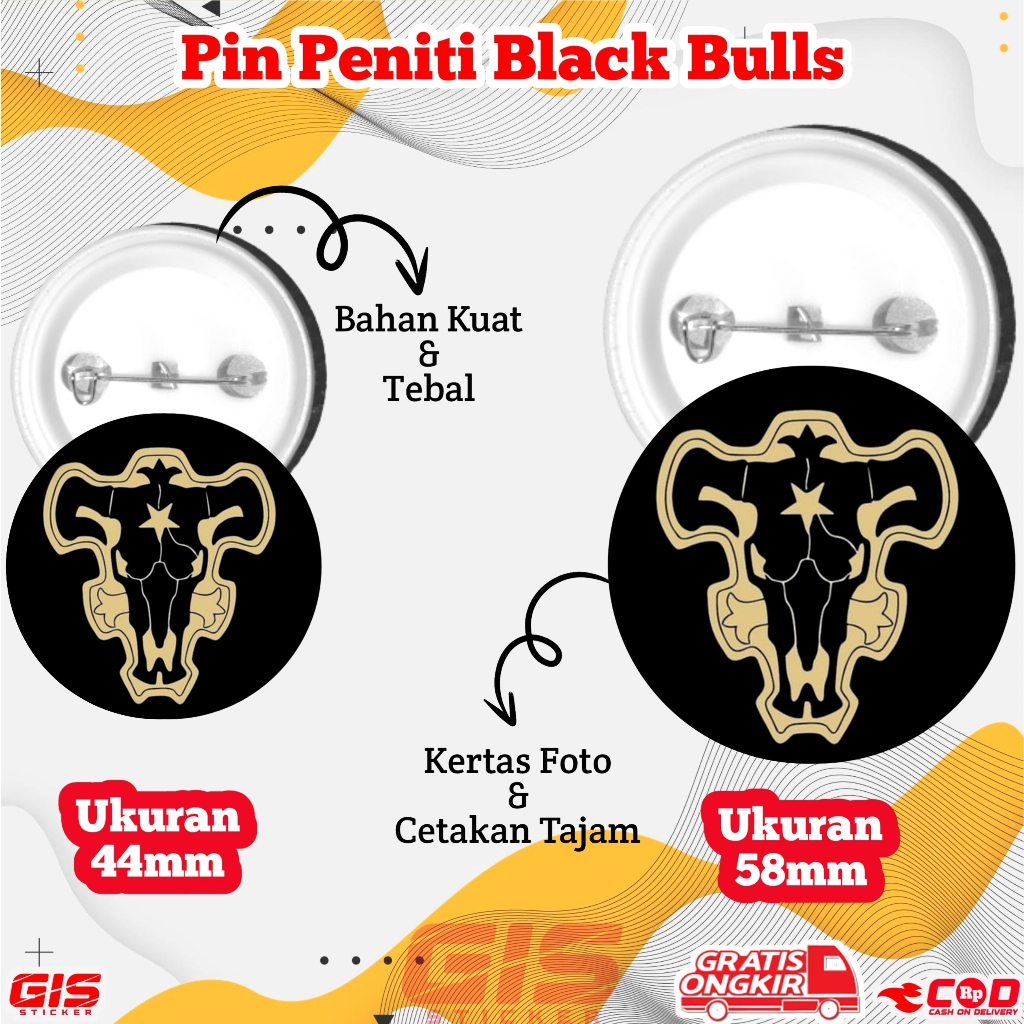 Jual Pin Peniti Black Bull Bulls Pin Bros Logo Anime Kartun | Shopee ...