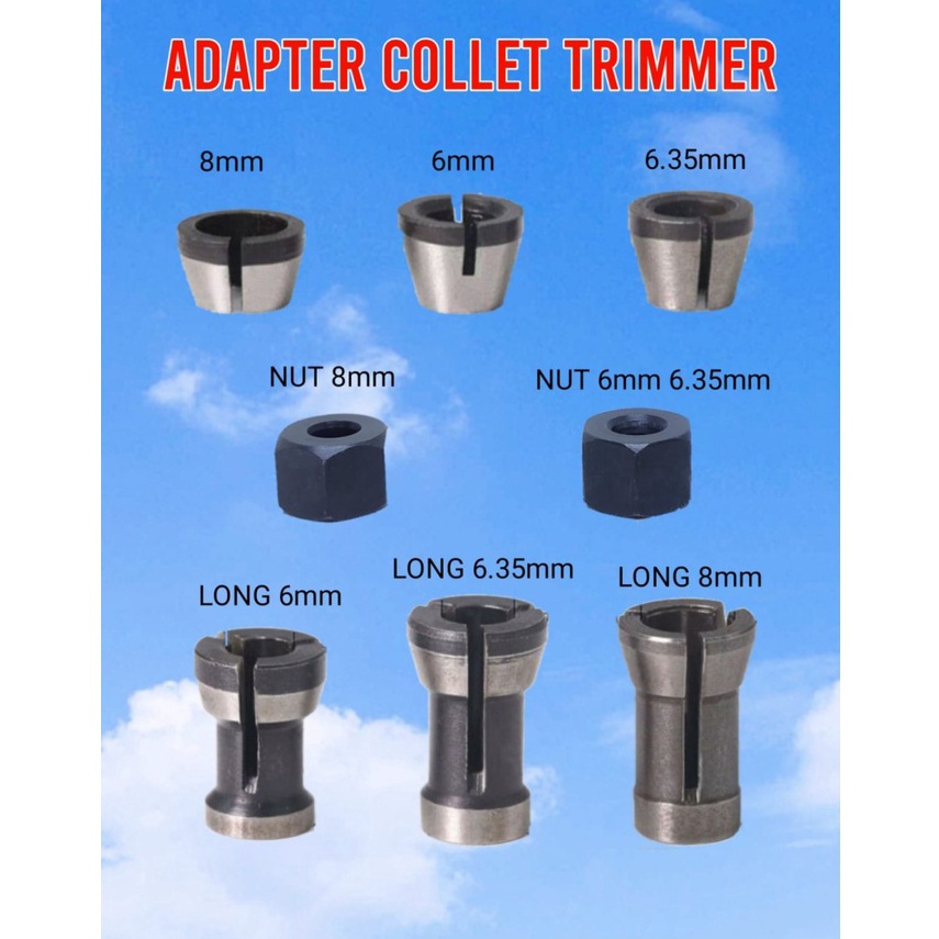 Jual Harga Murah ms7 Adapter collet chuck router Trimmer 6mm 635mm 8mm ...