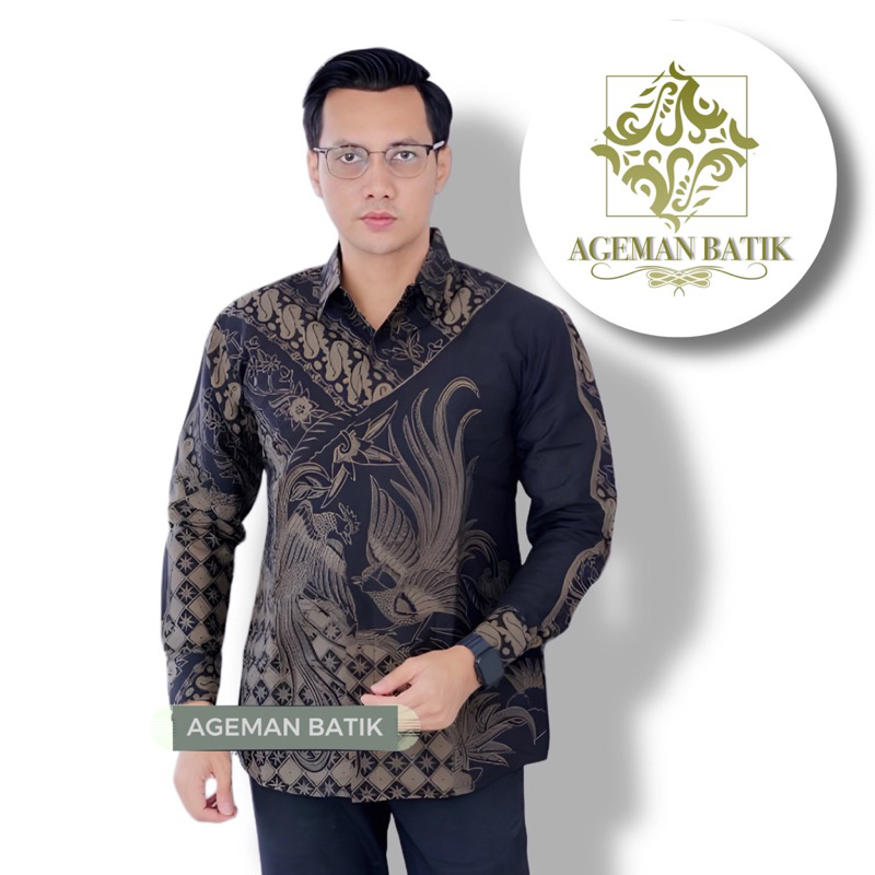 Jual Peksi Arang Baju Batik Bahan Katun Lengan Panjang Pria Modern ...
