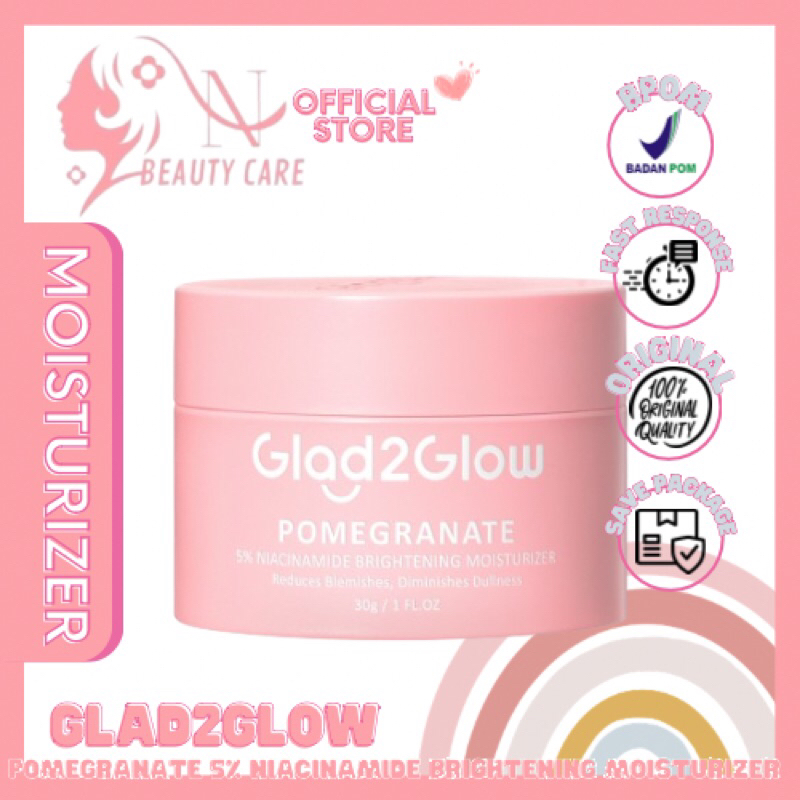 Jual Glad2glow Pomegranate 5 Niacinamide Brightening Moisturizer 30g