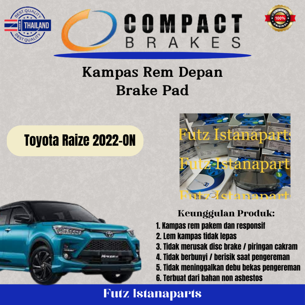 Jual Kampas Rem Depan Toyota Raize 2022-ON Merk Compact Original 100% ...