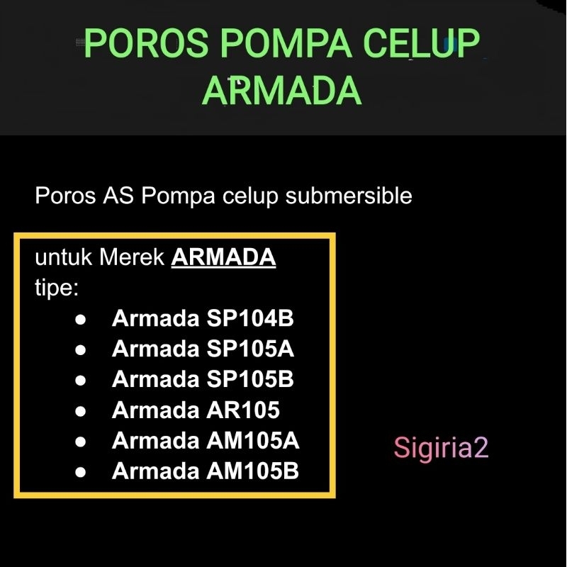 Jual Poros As Pompa ARMADA SP104B SP105A SP105B AR 105 AM105A AM105B ...