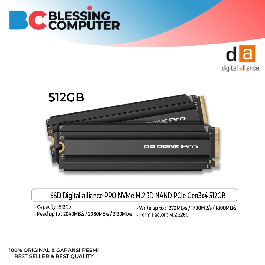Jual SSD Digital alliance PRO NVMe M.2 3D NAND PCIe Gen3x4 512GB ...