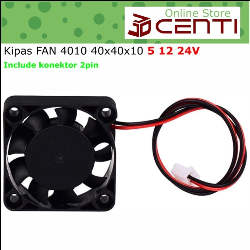 Jual Brushless DC Fan 5V 12V 24V 5 12 24 v include connector 2 pin 4010 ...