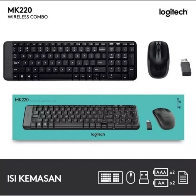 Jual KEYBOARD + MOUSE WIRELESS LOGITECH MK220 ORIGINAL | Shopee Indonesia