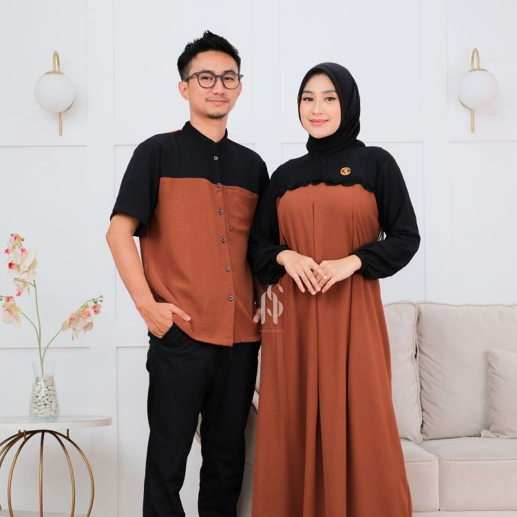 Jual SARIMBIT SET Gamis dan Kemeja Baju Couple Pasangan Lebaran 2024 Atta Aurel Kekinian Terbau ...