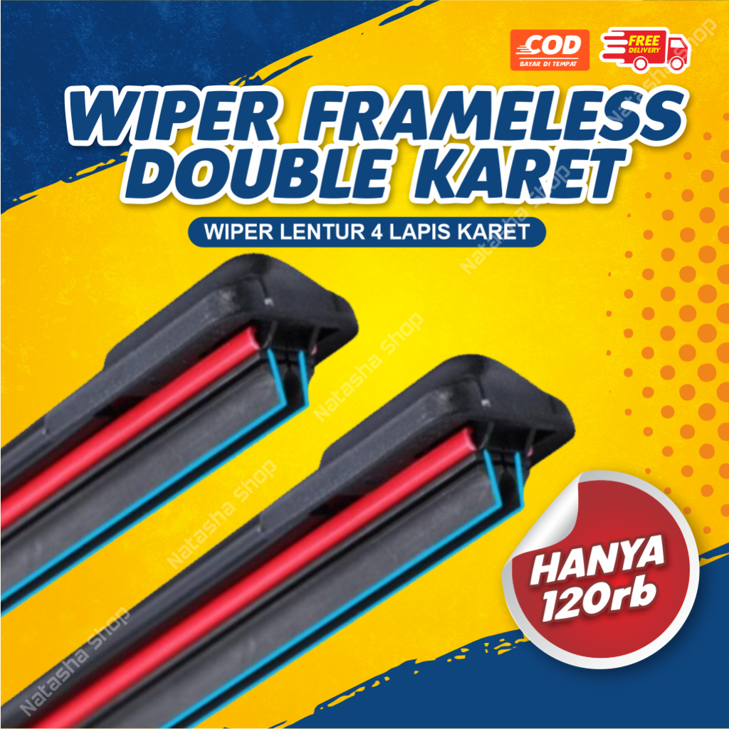 Jual Wiper Dual Karet Double Blade Frameless Universal Cocok Semua Tipe Mobil Sepasang 2 PCS ...