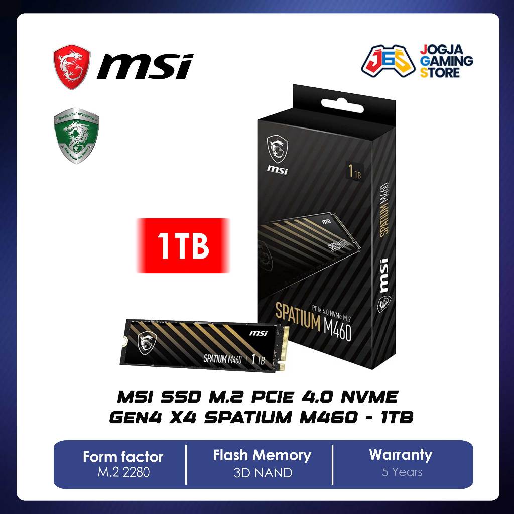 Jual MSI SSD M.2 PCIe 4.0 NVME Gen4 X4 SPATIUM M460 - 1TB | Shopee Indonesia