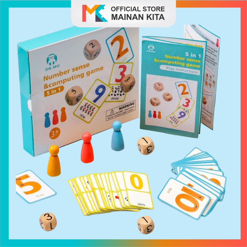 Jual MK128 Mainan Anak Edukasi Berhitung 5 in 1 Dice math Counting ...