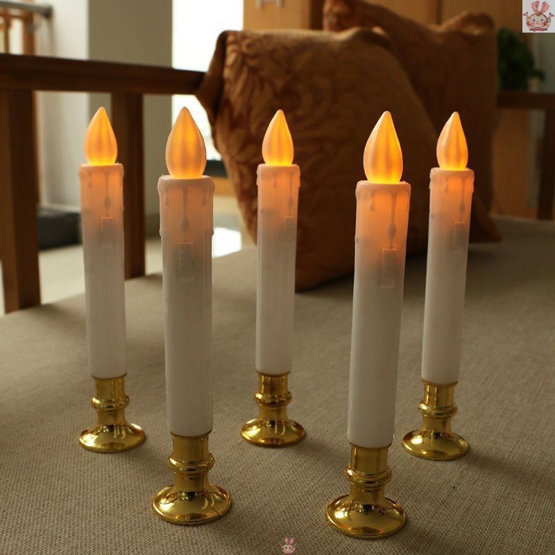 Jual Lilin Putih Panjang LED Altar Tatakan Gold Pajangan Dekorasi Meja ...