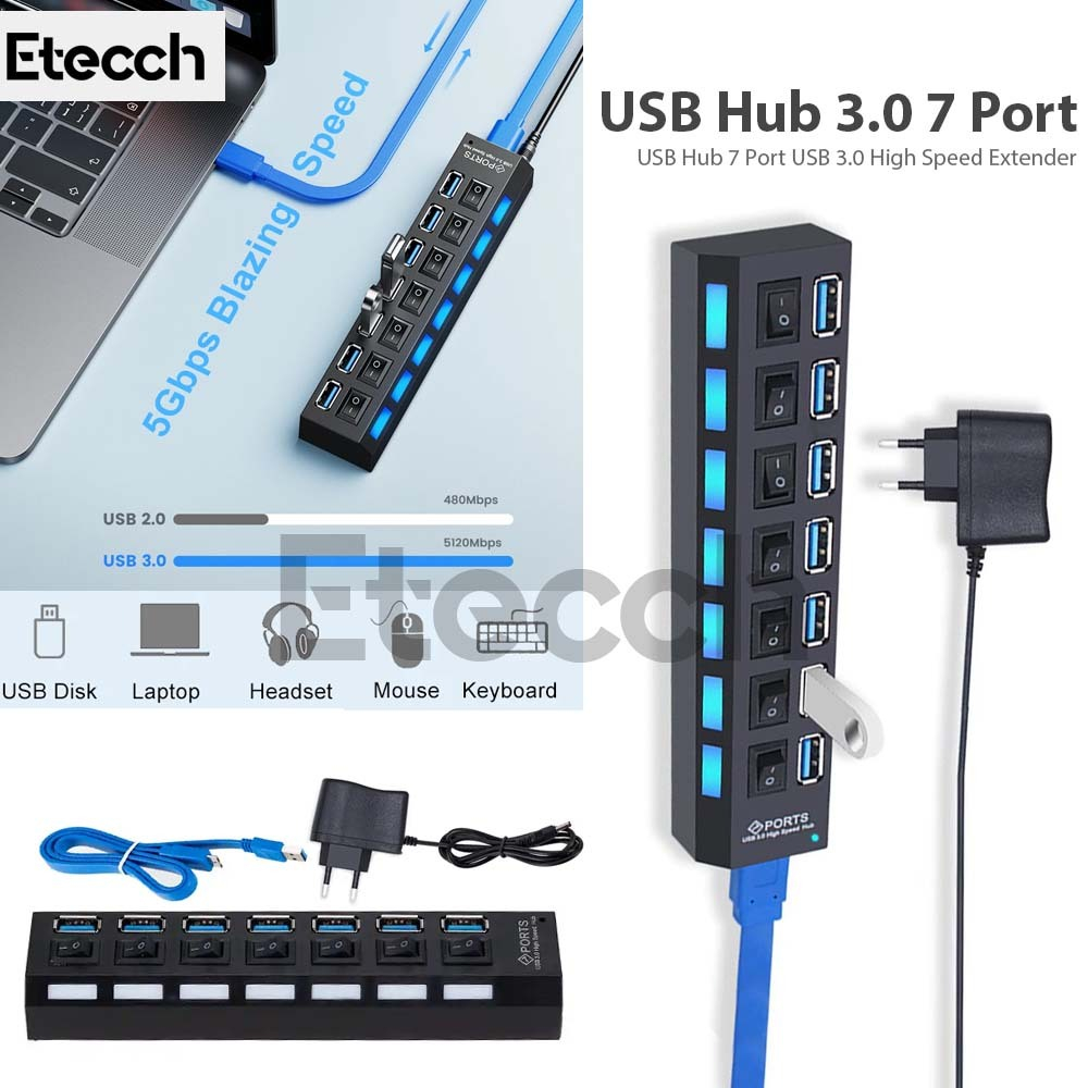 Jual USB Hub 7 Port USB 3.0 High Speed Extender | Shopee Indonesia