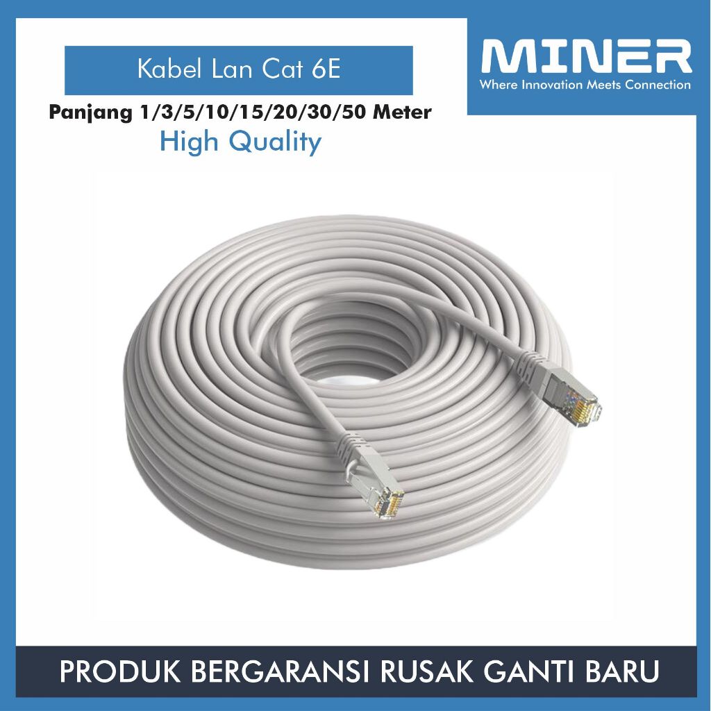 Jual MINER Kabel LAN CAT6E RJ45 Kualitas Premium Panjang 1/3/5/10/15/20/30/50 Meter | Shopee ...