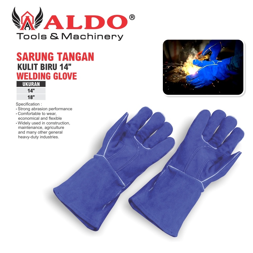 Jual SARUNG TANGAN KULIT BIRU / WELDING GLOVE MERK ALDO | Shopee Indonesia