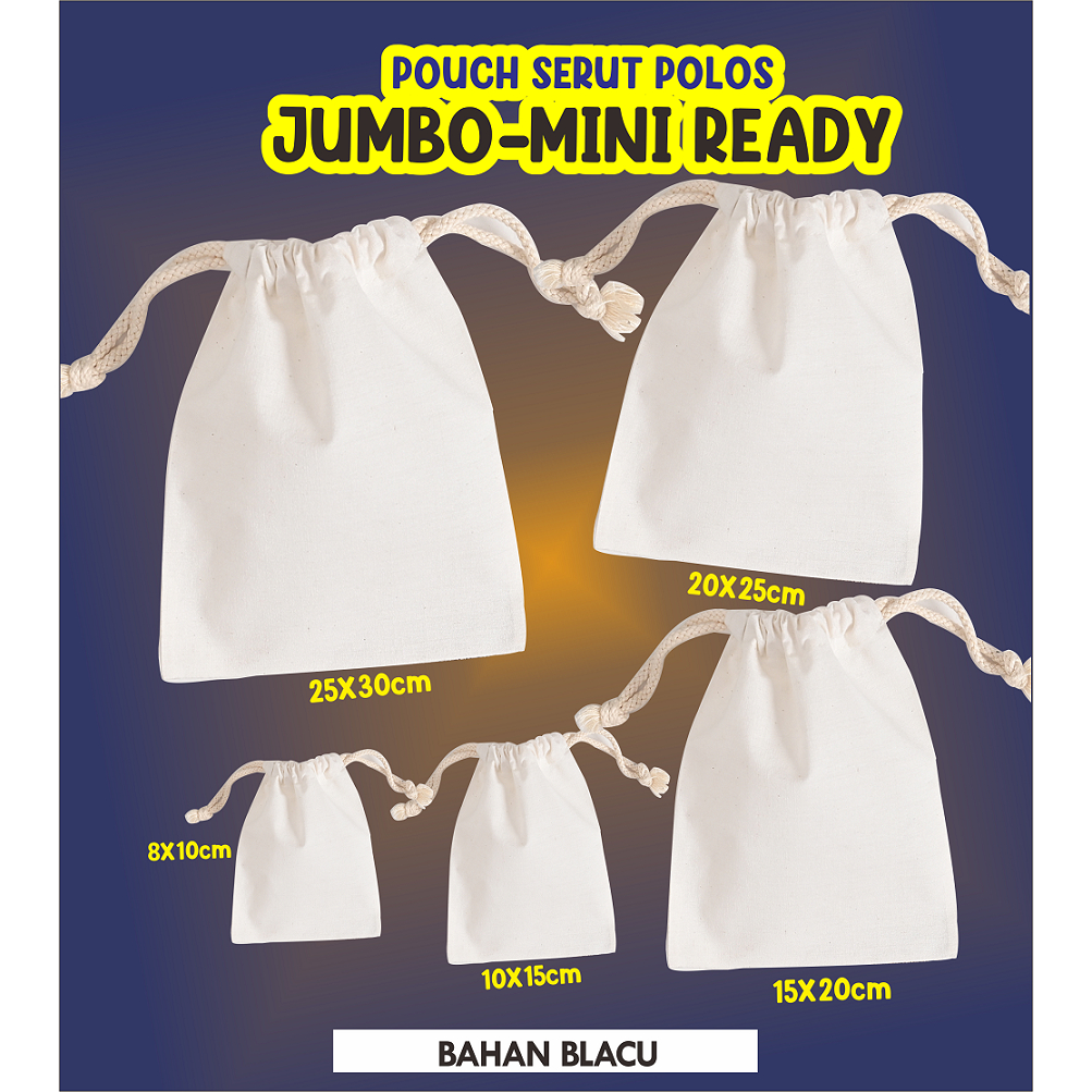 Jual Pouch serut blacu (ready stock) rapi polos pouch organizer ...