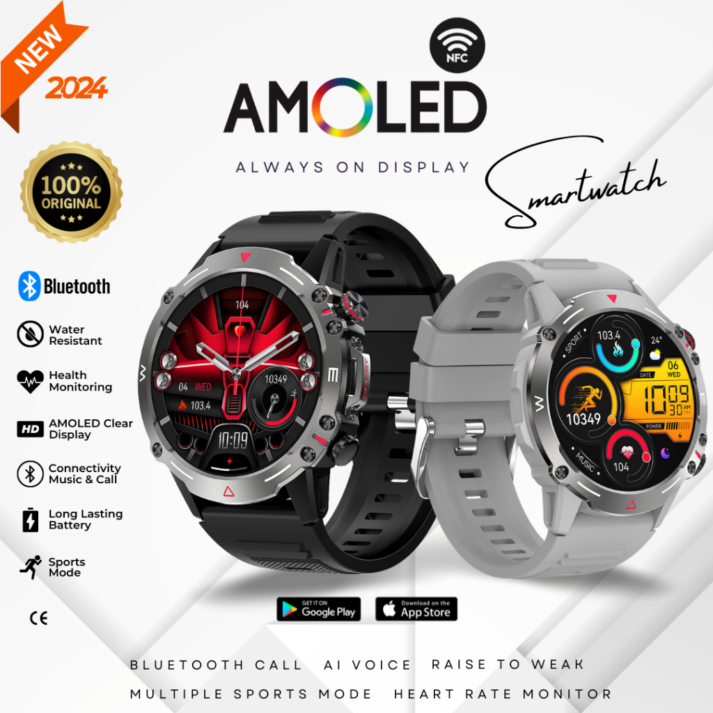 Jual Jam Smartwatch Tank Military Amoled Display AOD Raise to weak NFC ...