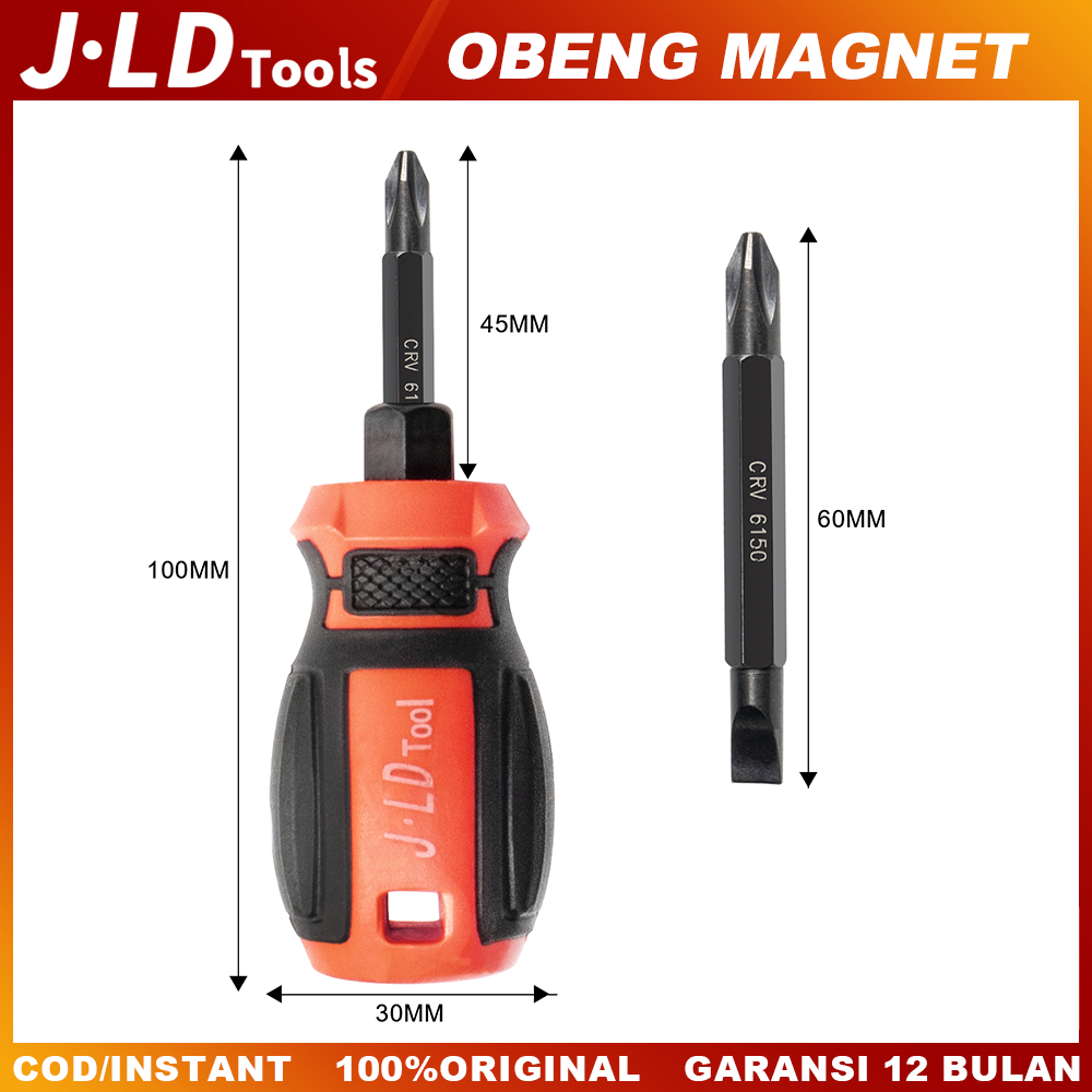 Jual JLD 4Inch Obeng bisa dilepas 3in1 Plus+Minus+Magnet Obeng set ...