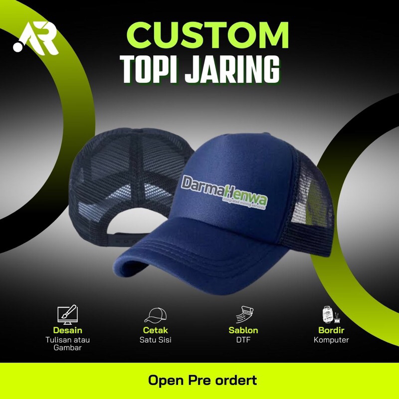 Jual Custom Topi Sablon atau Bordir | Sablon DTF | Bordir Komputer ...