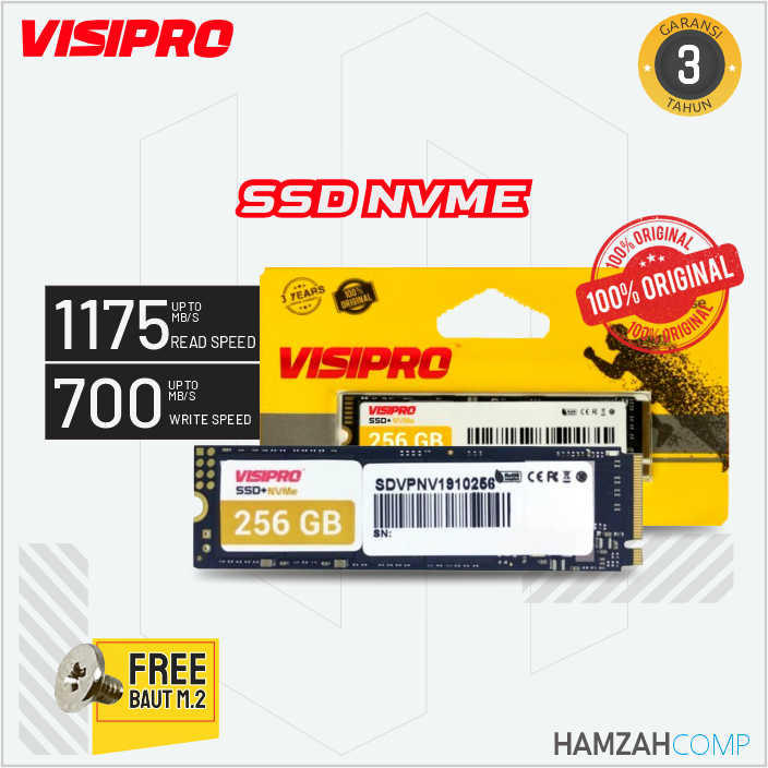 Jual SSD NVME Visipro 256GB PCI-e Gen 3 Garansi Resmi | Shopee Indonesia