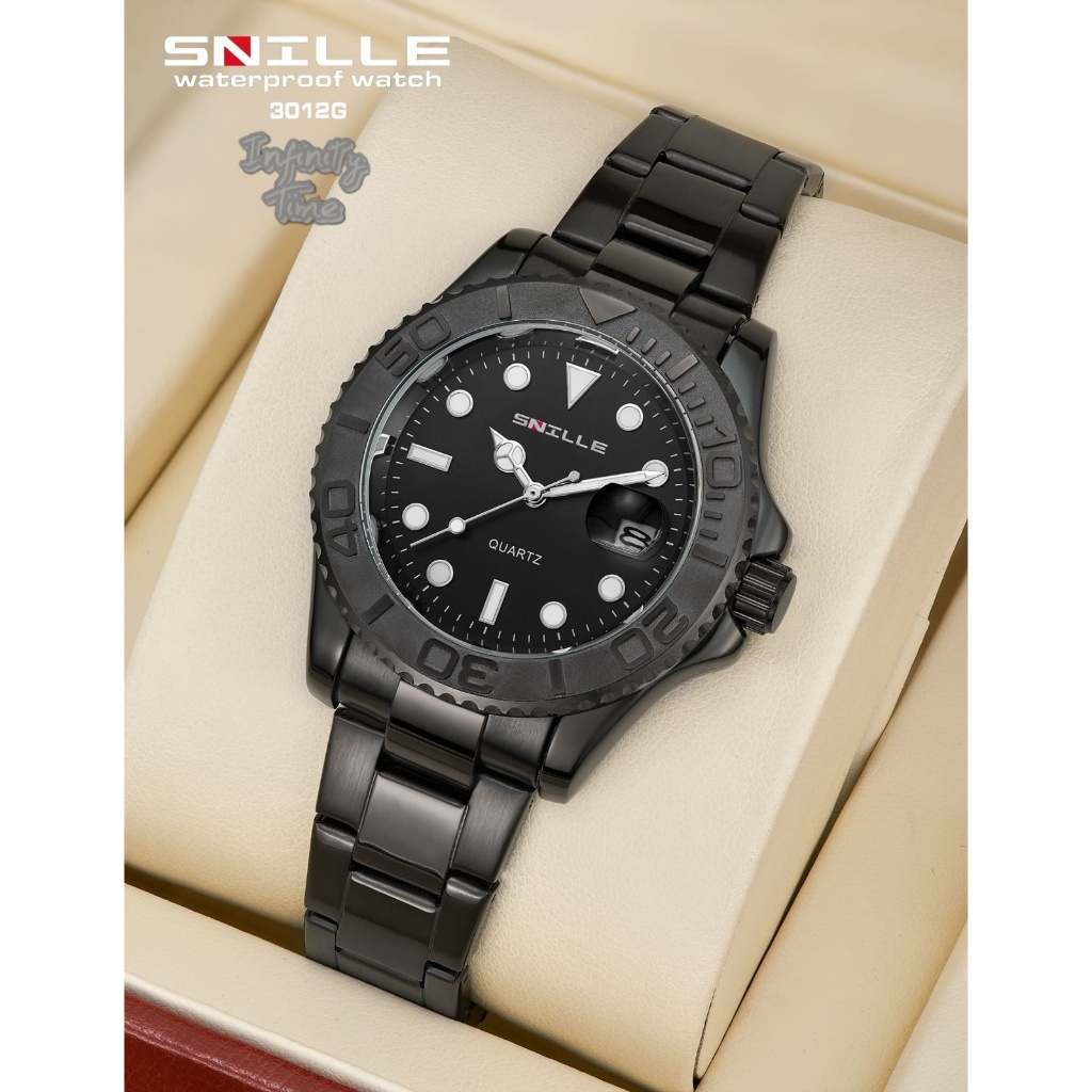 Jual Jam Tangan Cowok Snille N3012G Analog Tanggal Aktif Rantai ...