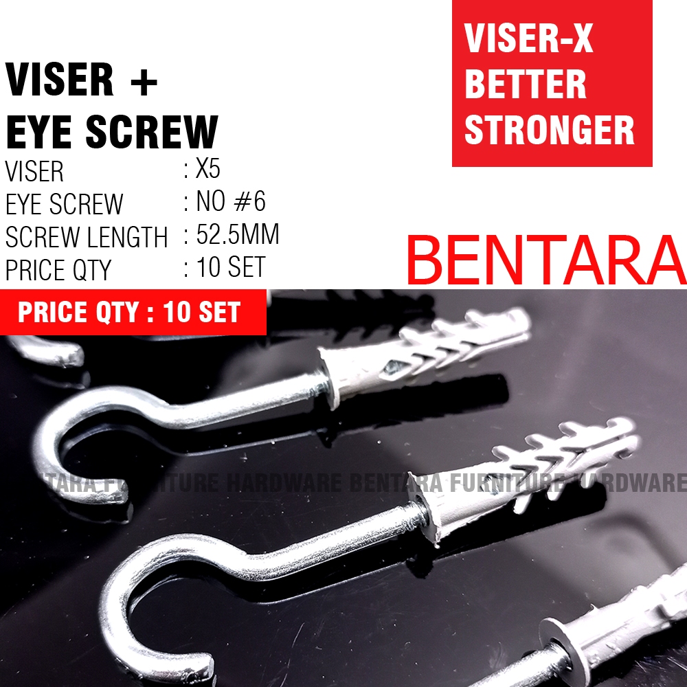 Jual 10 x EYE SCREW HOOK NO 6 + WALL PLUG - OPEN GALVANIZED ANGKUR ...